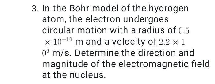 Solved In the Bohr model of the hydrogen atom, the electron | Chegg.com
