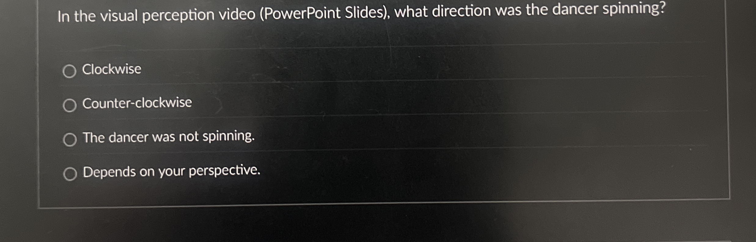 Solved In the visual perception video (PowerPoint Slides), | Chegg.com