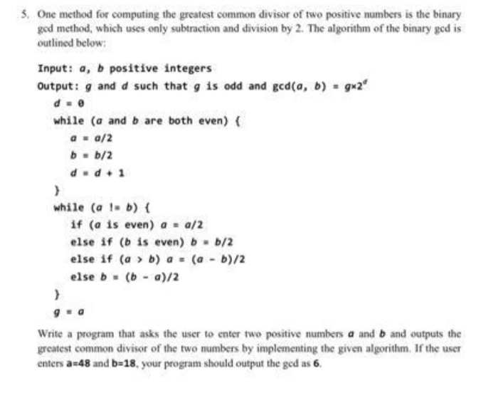 Solved 5. One method for computing the greatest common | Chegg.com