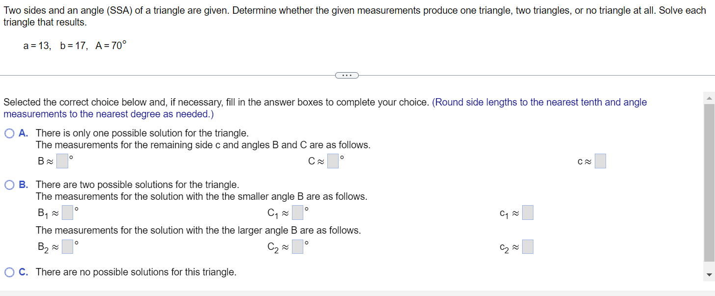 Solved Two sides and an angle (SSA) ﻿of a triangle are | Chegg.com