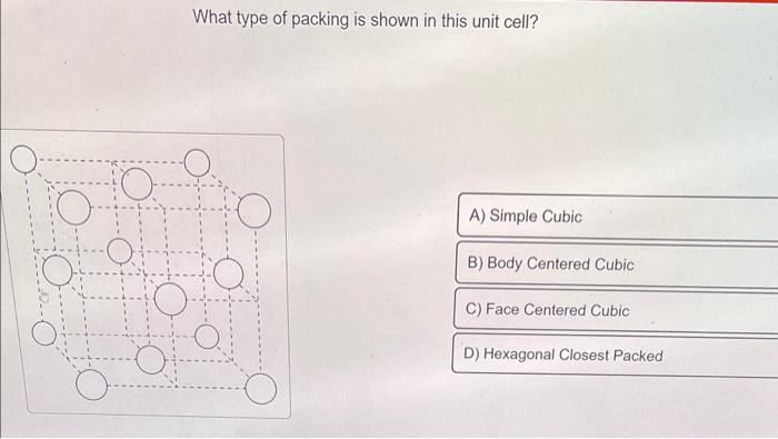 Solved What type of packing is shown in this unit cell? | Chegg.com