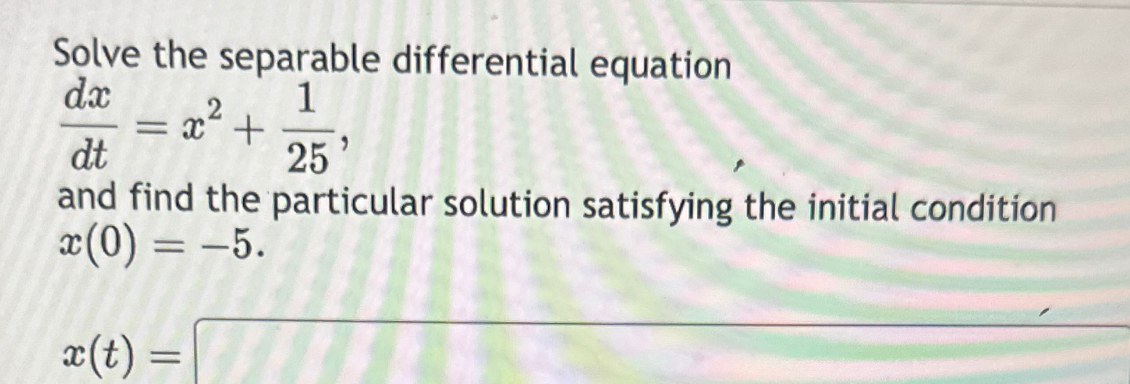 Solved Solve the separable differential | Chegg.com