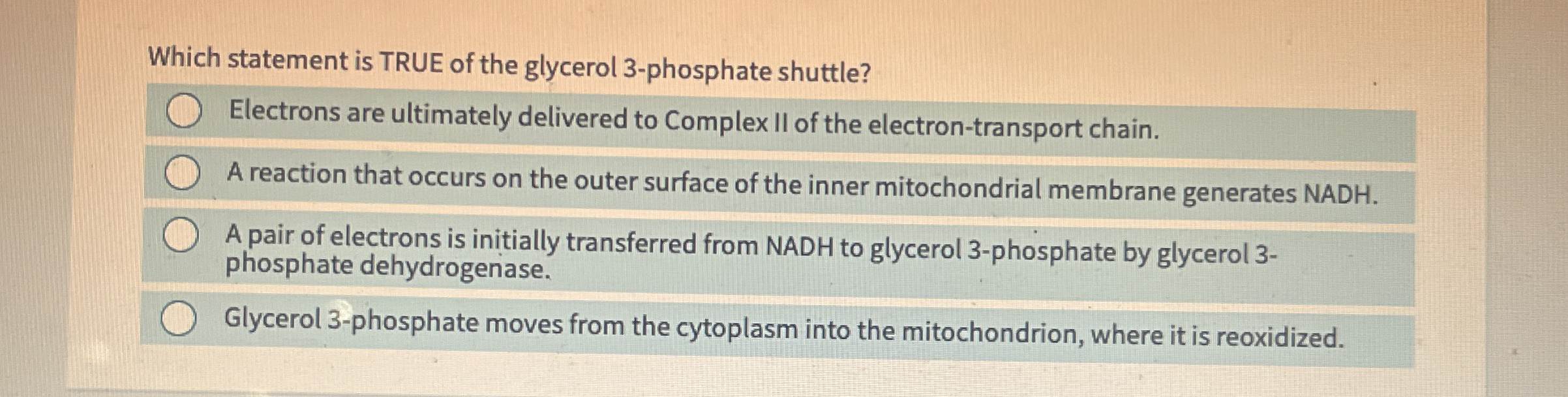 Solved Which statement is TRUE of the glycerol 3-phosphate | Chegg.com