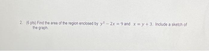 Solved Find the area of the region enclosed by y^2 -2x=9 and | Chegg.com
