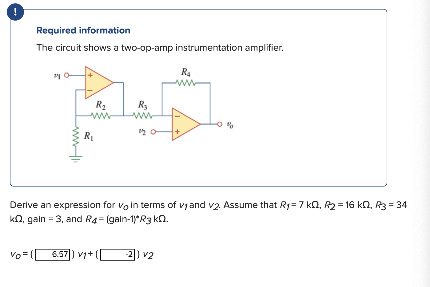 Solved Required informationThe circuit shows a two-op-amp | Chegg.com