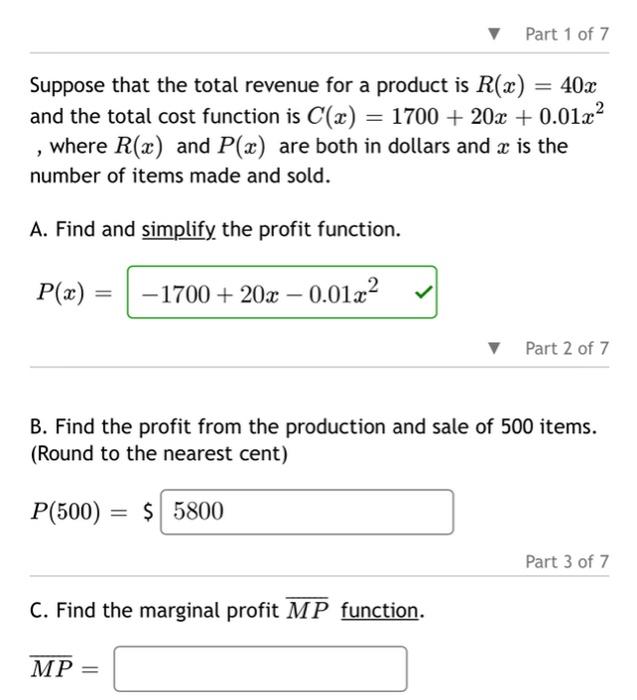 Solved Suppose that the total revenue for a product is | Chegg.com