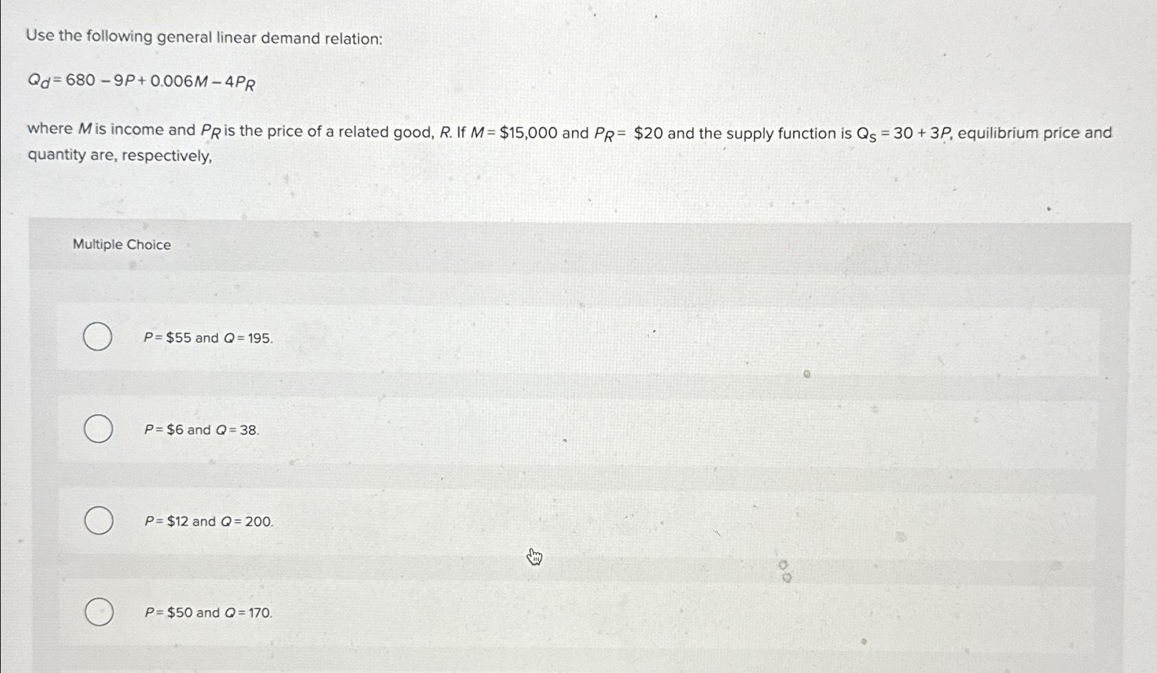 Solved Use the following general linear demand | Chegg.com