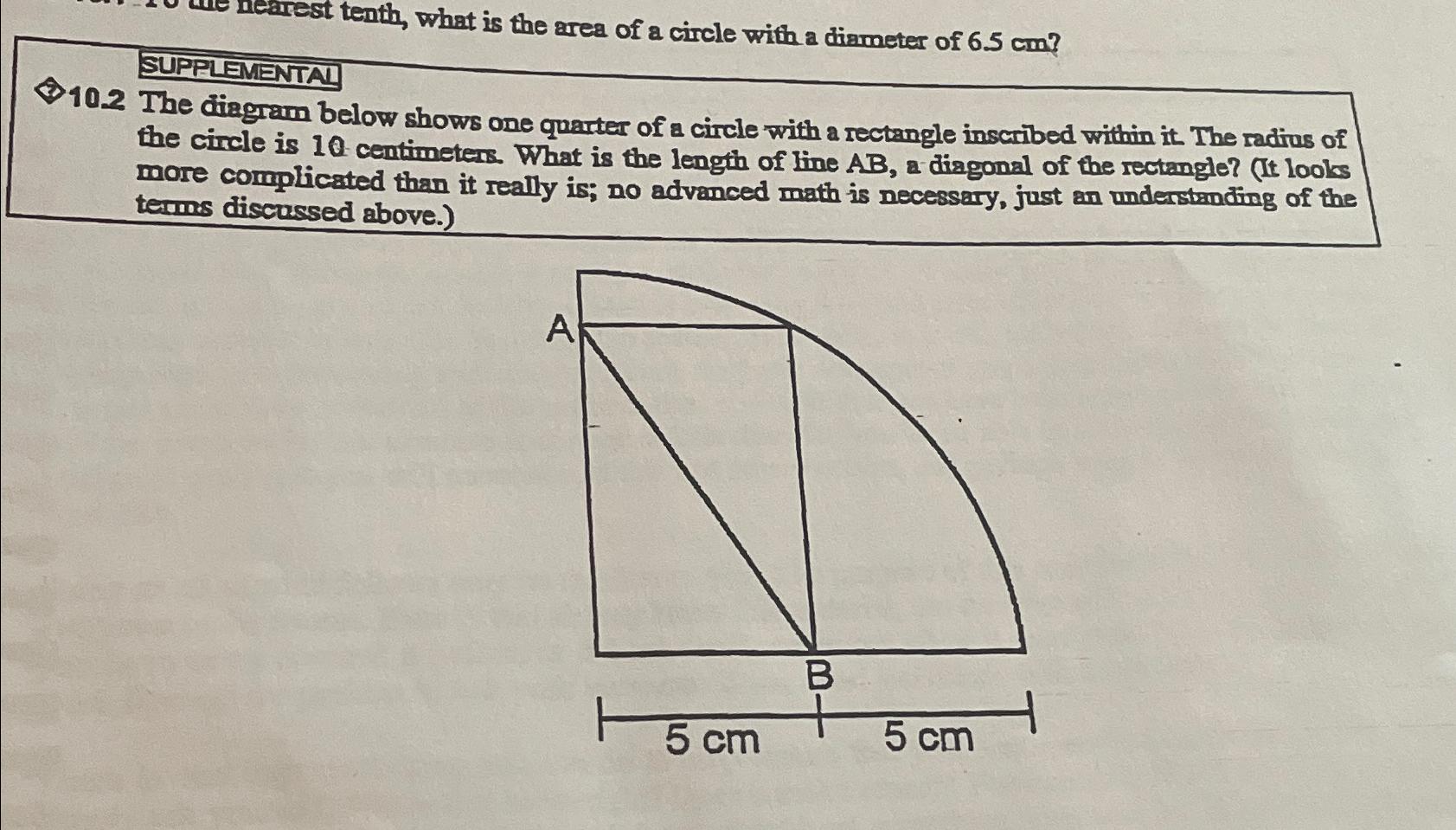 Solved To the nearest tenth, what is the area of a circle | Chegg.com