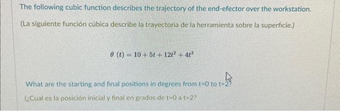 Solved The following cubic function describes the trajectory | Chegg.com