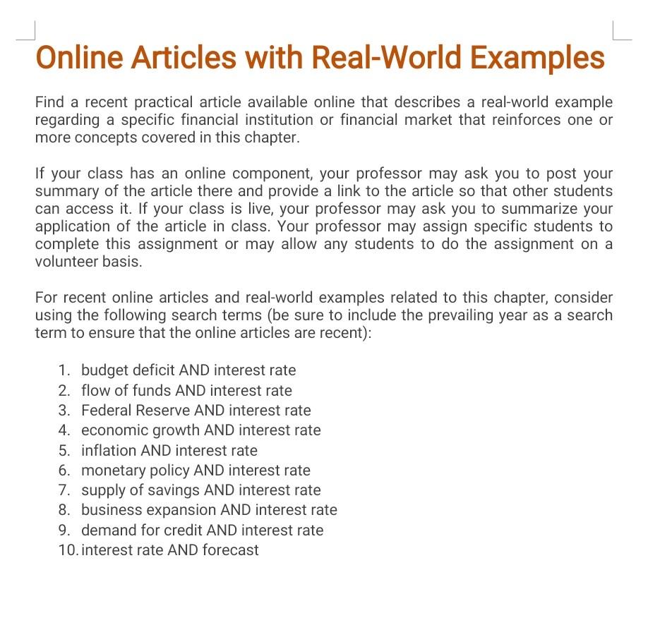 Online Articles with Real-World Examples Find a | Chegg.com