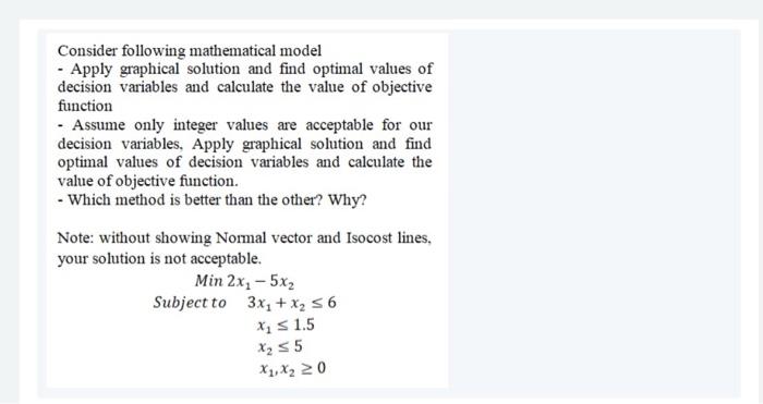 Solved Consider following mathematical model - Apply | Chegg.com