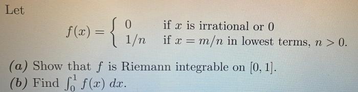 Solved part b hint: show lower riemann sum of f for any | Chegg.com