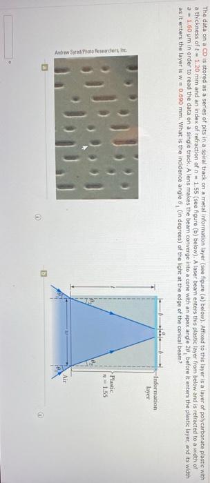 Solved The data on a CD is stored as a series of pits in a | Chegg.com