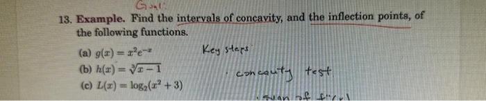 Solved 13. Example. Find the intervals of concavity, and the | Chegg.com