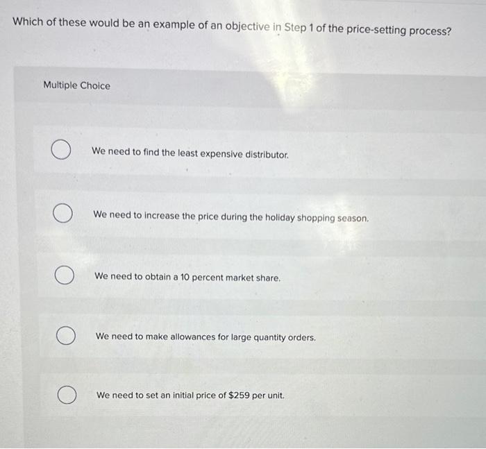 Solved Which of these would be an example of an objective in | Chegg.com