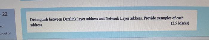 Solved ..22 Distinguish between Datalink layer address and | Chegg.com