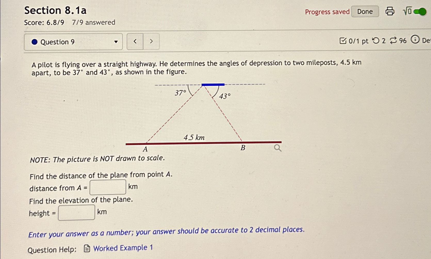 Solved Section 8.1aProgress savedScore: 6.8/9 79 ﻿answeredA | Chegg.com