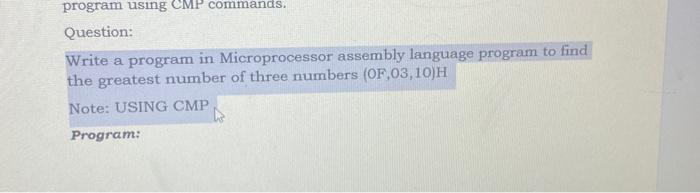 Solved Program Using Cmp Commands Question Write A Program
