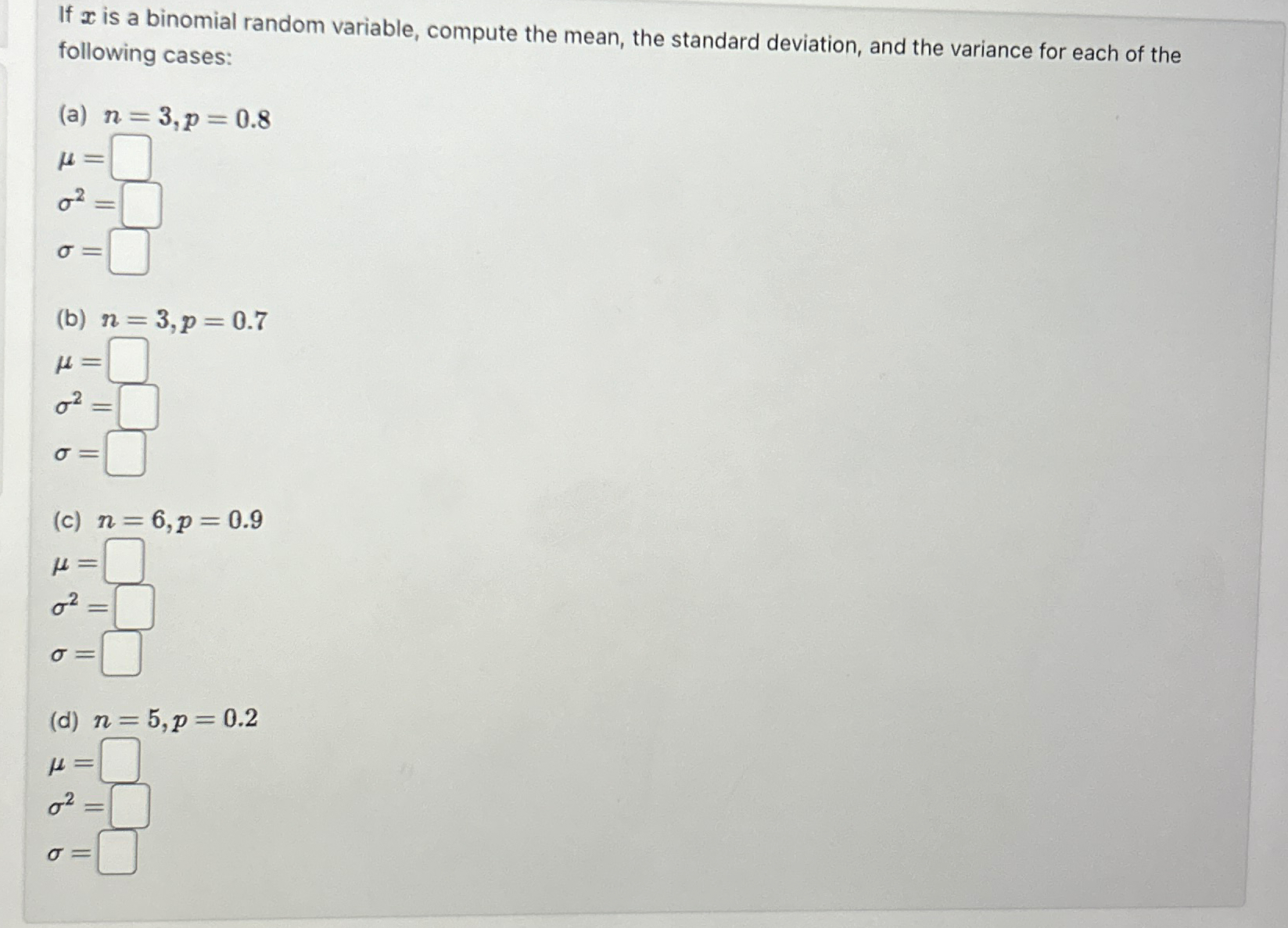 Solved If X ﻿is A Binomial Random Variable Compute The 1103