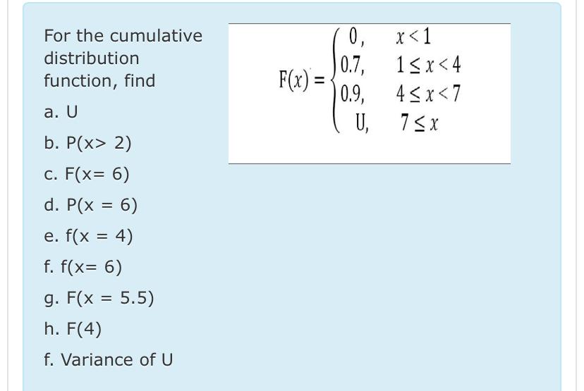 Solved For the cumulative distribution function, finda. | Chegg.com