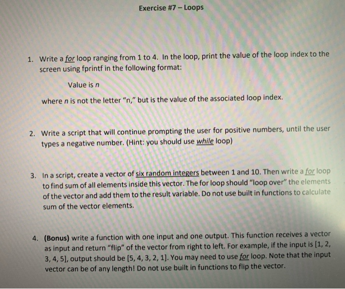 Solved Exercise 7 Loops 1 Write A For Loop Ranging From 6512