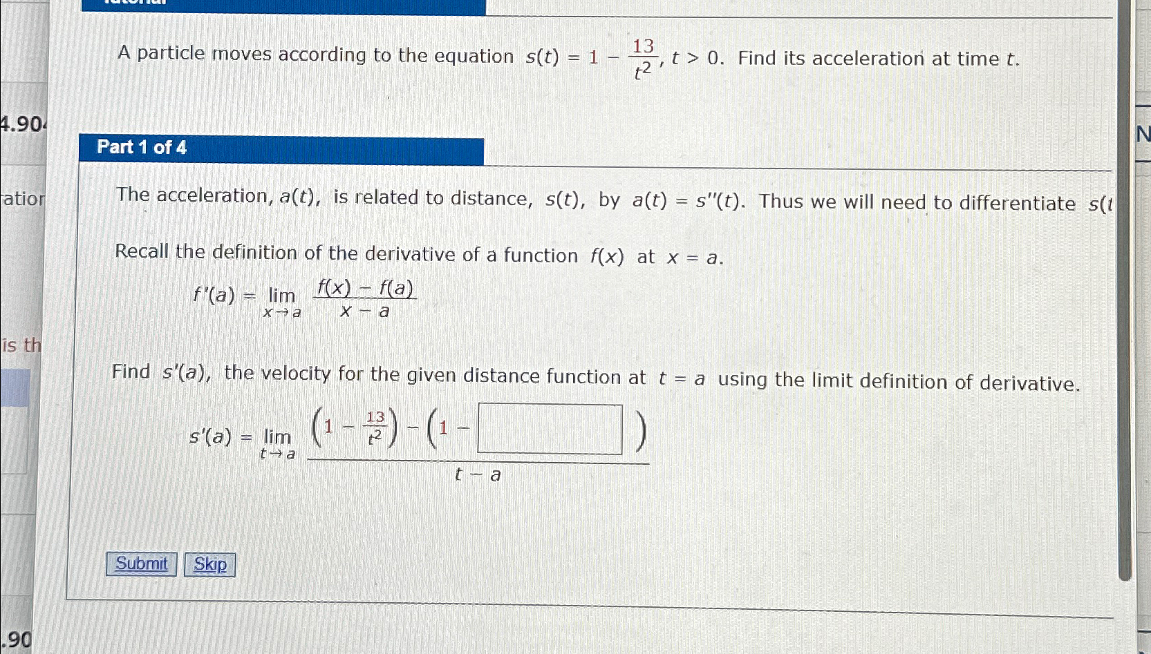 Solved A particle moves according to the equation | Chegg.com