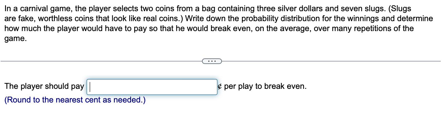Solved In a carnival game, the player selects two coins from | Chegg.com