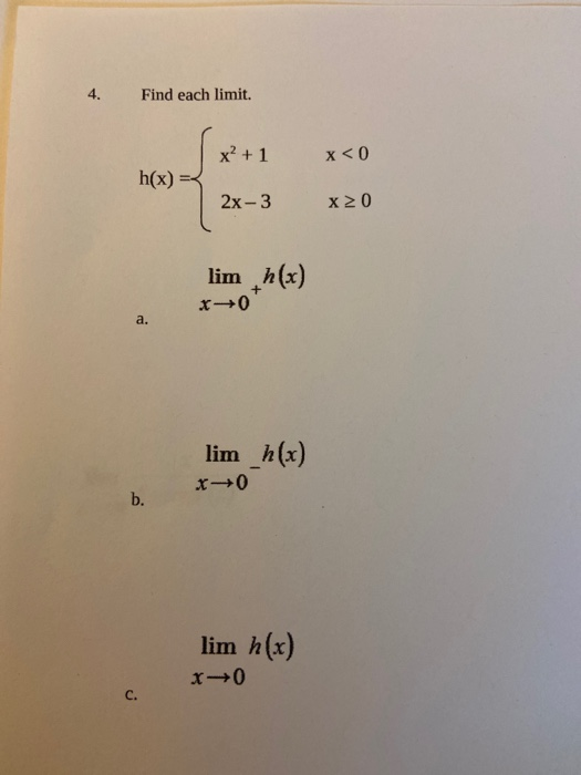 Solved 4. Find each limit. x? + 1 X