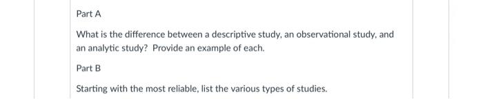 Solved Part A What is the difference between a descriptive | Chegg.com