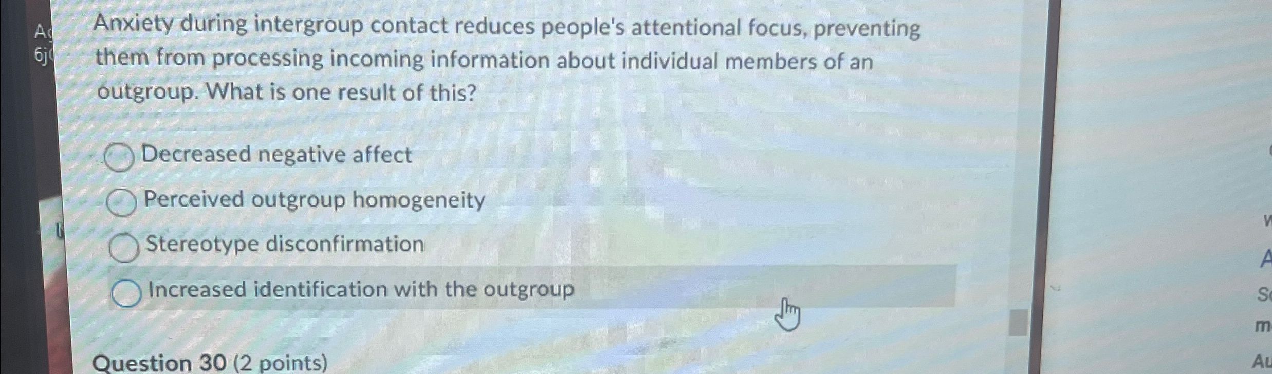 Solved A. ﻿Anxiety during intergroup contact reduces | Chegg.com