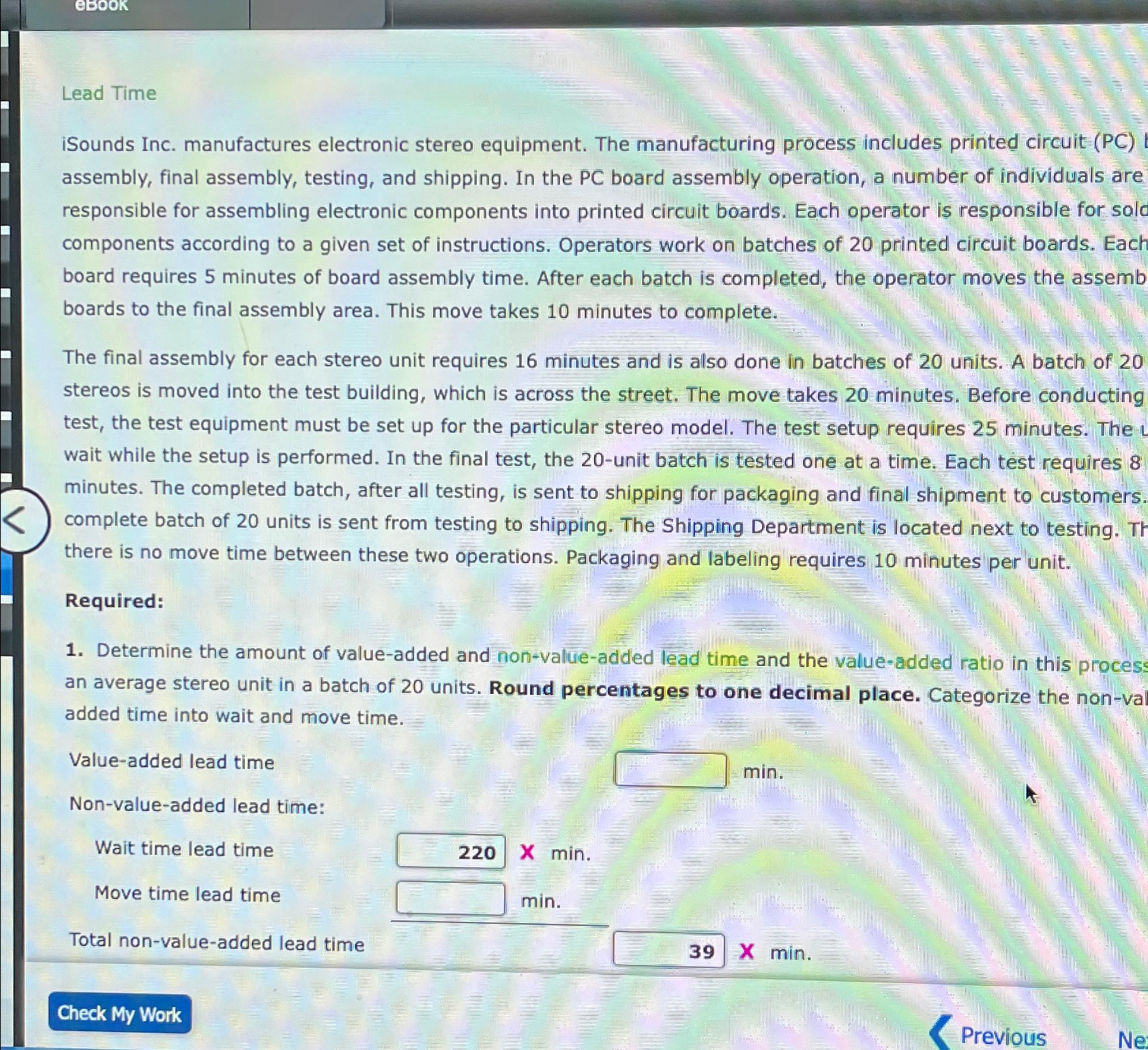 Solved EBOOKLead TimeiSounds Inc. manufactures electronic | Chegg.com
