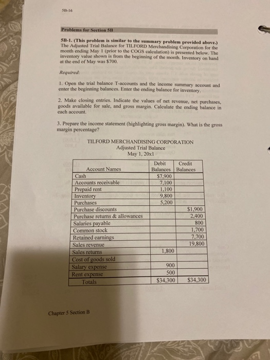 Solved 5B-16 Problems for Section 5B 5B-1. (This problem is | Chegg.com