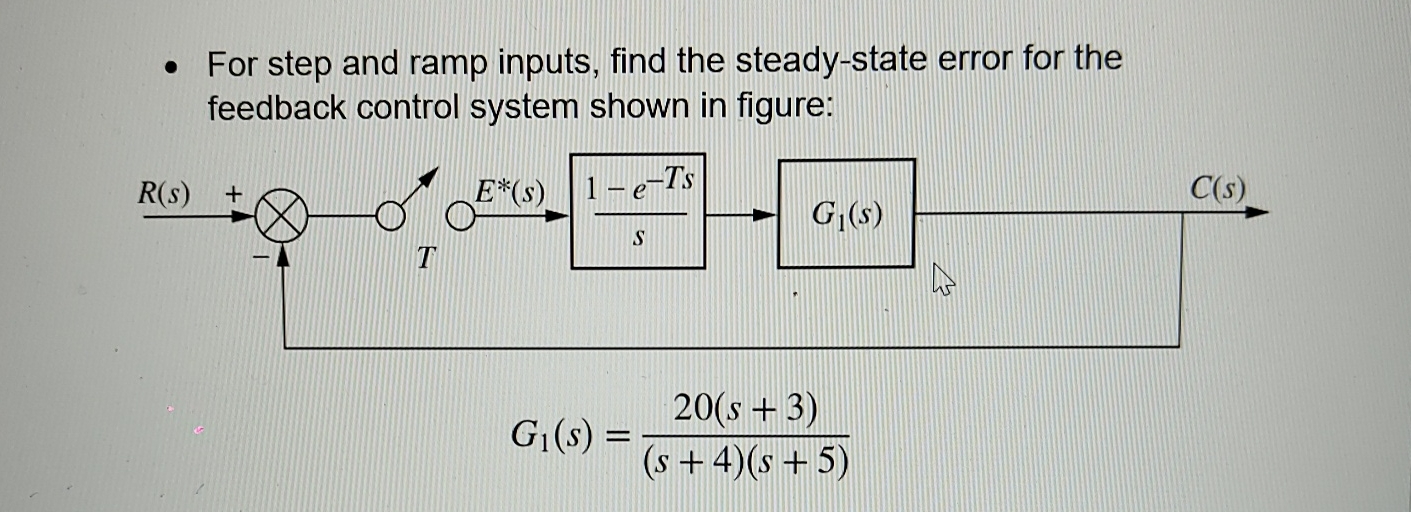 Solved For step and ramp inputs, find the steady-state error | Chegg.com