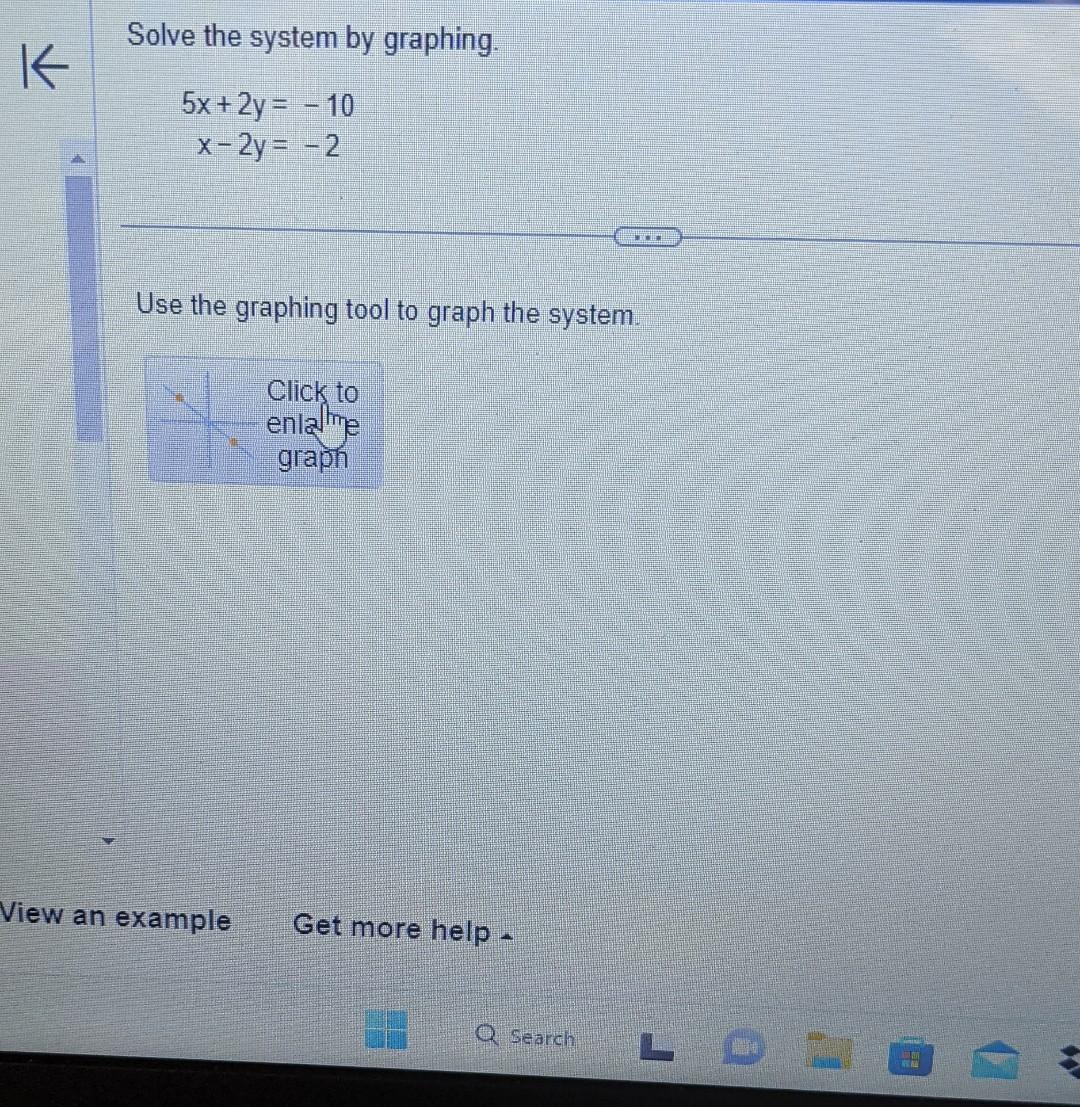 Solved Solve the system by graphing. 5x+2y=−10x−2y=−2 Use | Chegg.com