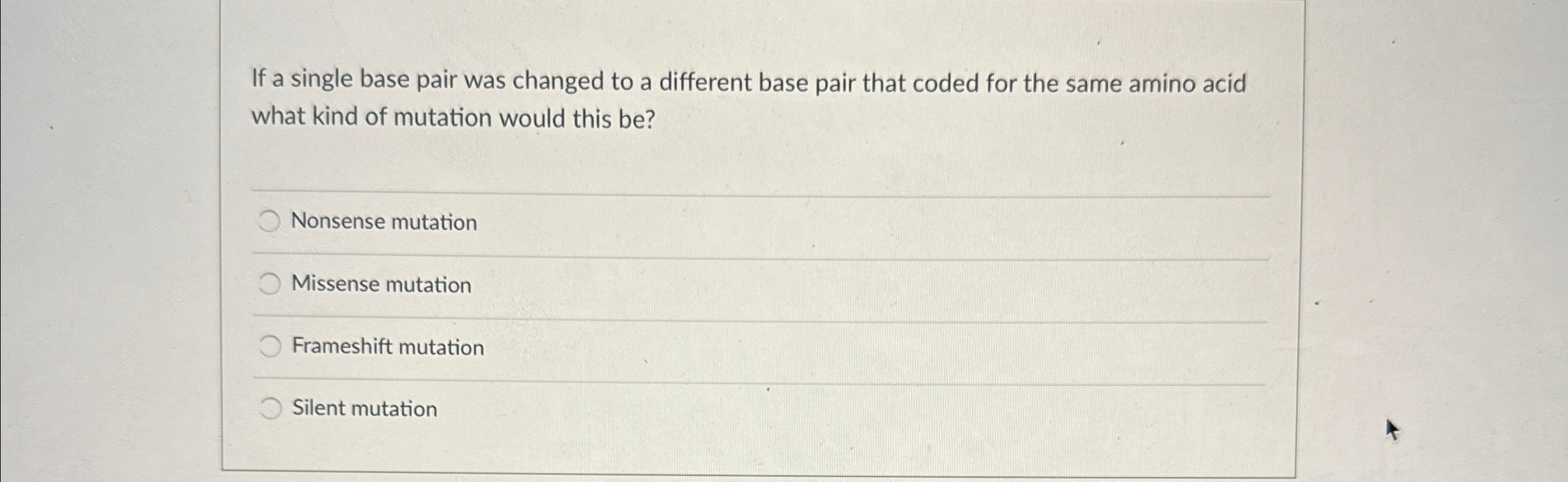 Solved If a single base pair was changed to a different base | Chegg.com
