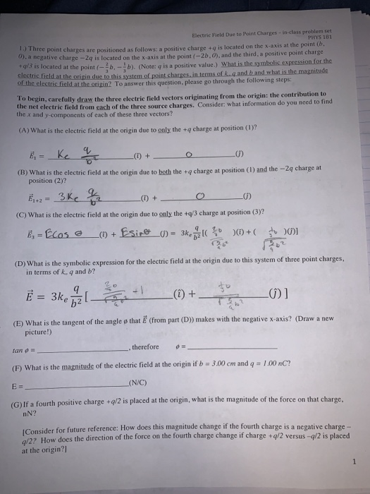 Solved Electric Field Due to Point Charges-in-class problem | Chegg.com