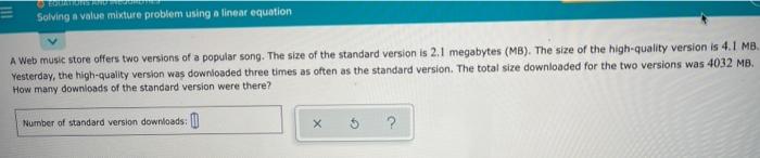 Solved Solving a value mixture problem using a linear | Chegg.com