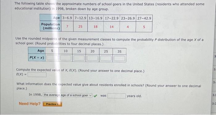 Solved The following table shows the approximate numbers of | Chegg.com