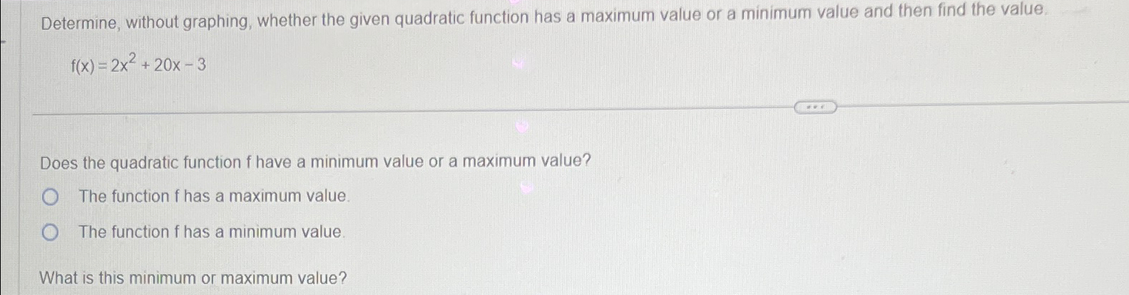 Solved Determine, without graphing, whether the given | Chegg.com