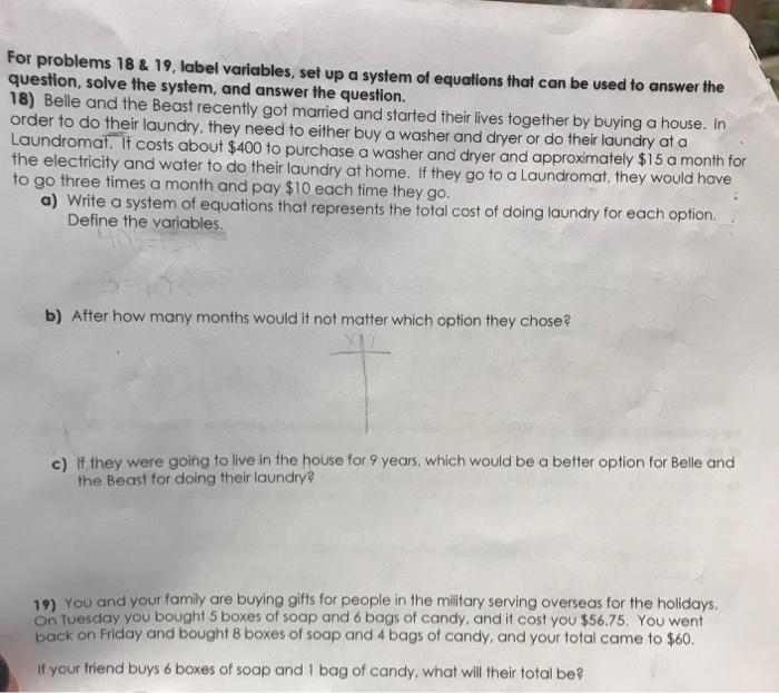 Solved For problems 18 & 19, label variables, set up a | Chegg.com