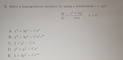 Solved Solve a homogeneous equation by using a substitution | Chegg.com