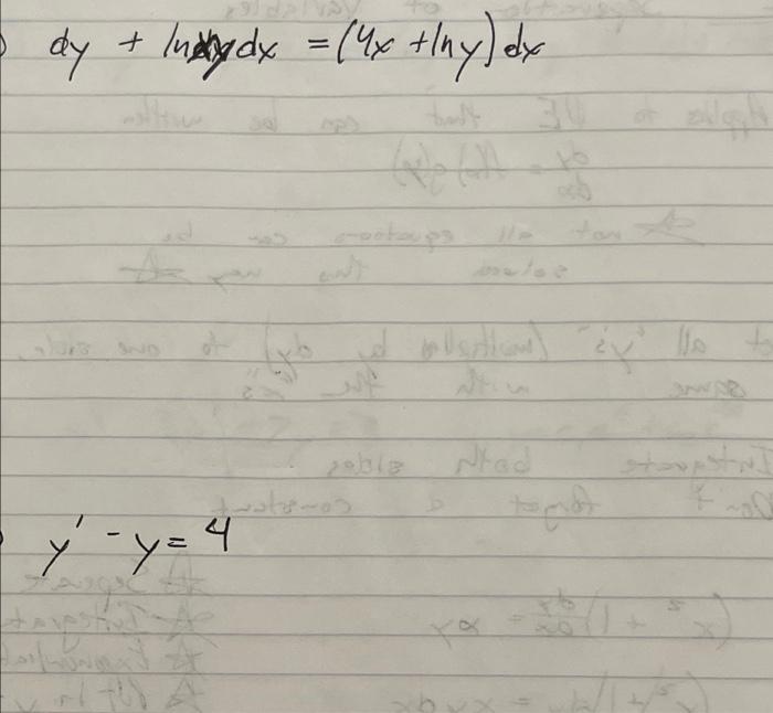 Solved solve the given differential equations*lnxy is the | Chegg.com