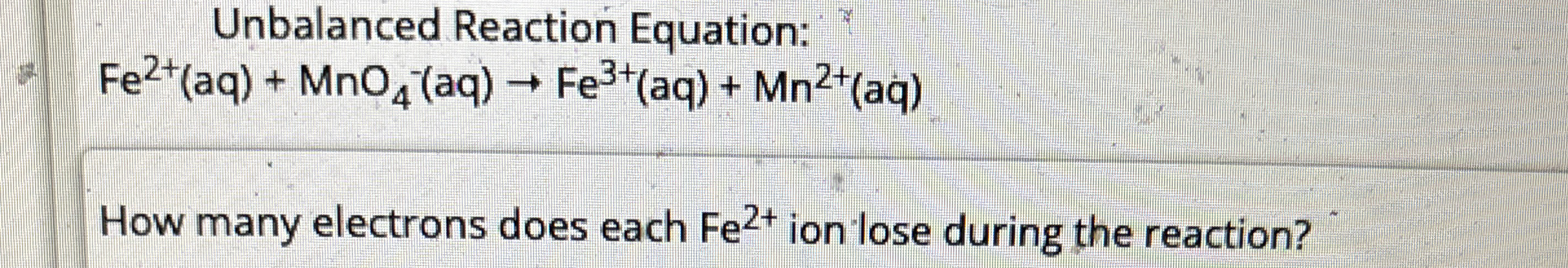 Solved Unbalanced Reaction | Chegg.com