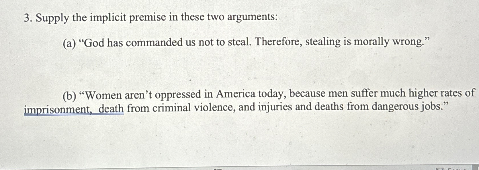 Solved Supply the implicit premise in these two | Chegg.com
