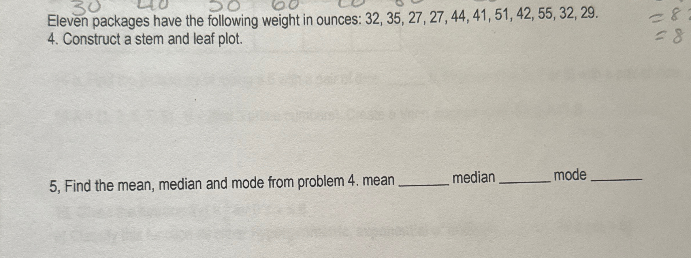 Solved Eleven packages have the following weight in ounces: | Chegg.com