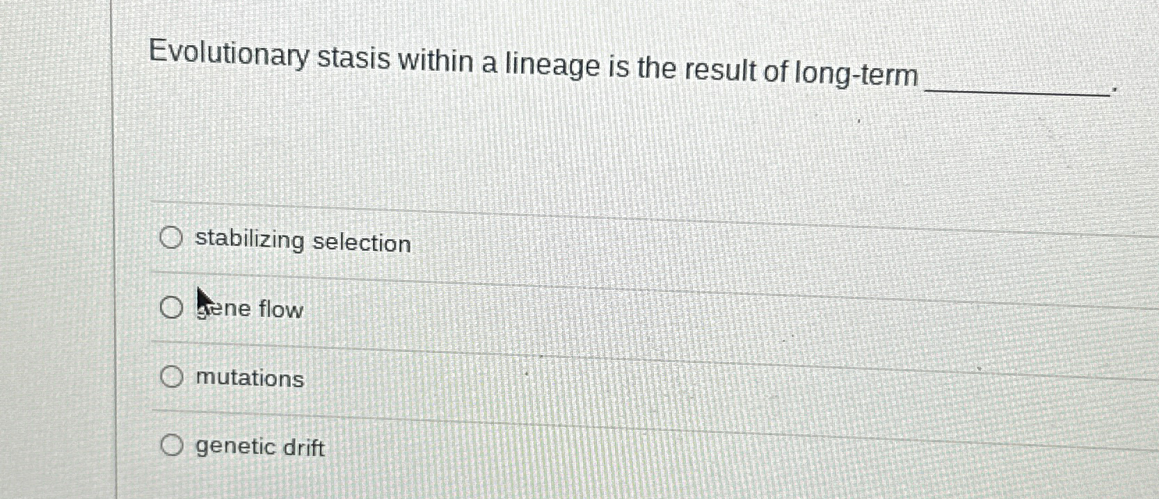 Solved Evolutionary stasis within a lineage is the result of | Chegg.com