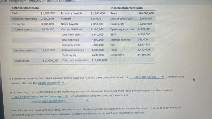 Solved An analysis of company performance using DuPont | Chegg.com