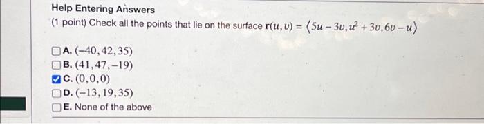 Solved Help Entering Answers (1 point) Check all the points | Chegg.com