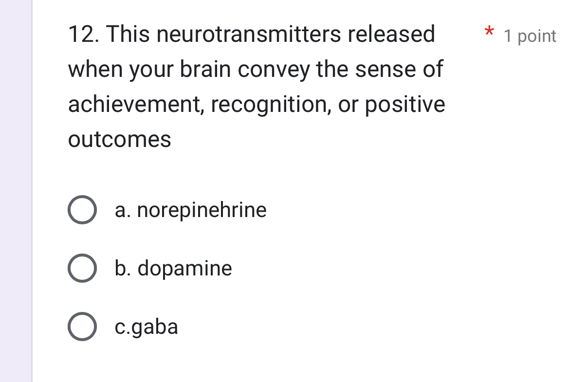 Solved This neurotransmitters released1 ﻿point when your | Chegg.com