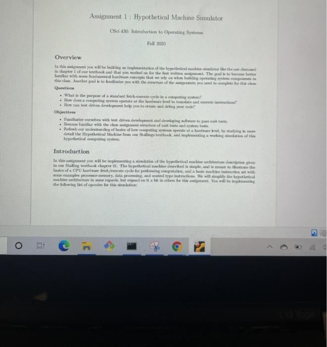 Solved Assignment 1: Hypothetical Machine Simulator CSci | Chegg.com